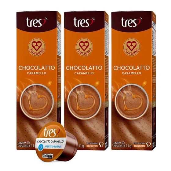 3x Cápsula de Café Tres 3 Corações Chocolatto Caramello 10 Unidades ...