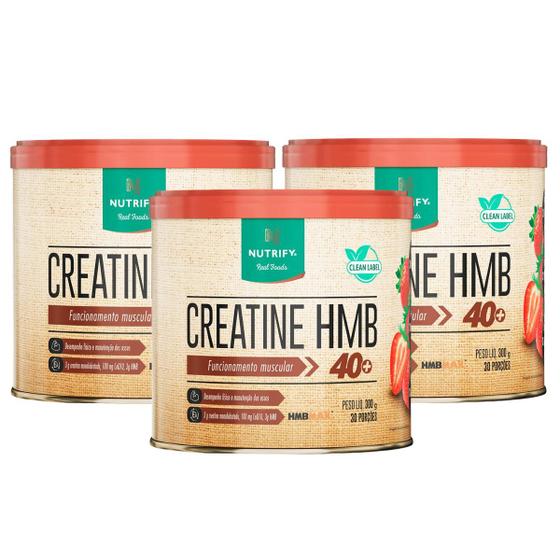 3x Creatina Monohidratada HMB 40+ Nutrify Morango 300g - Creatina ...
