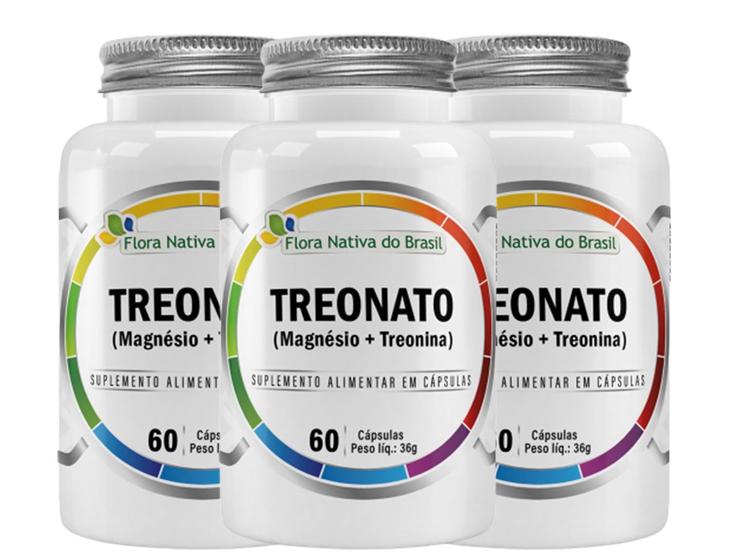 3x Magnésio L Treonato Puro Concentrado 180 Cápsulas 600mg Flora Nativa ...