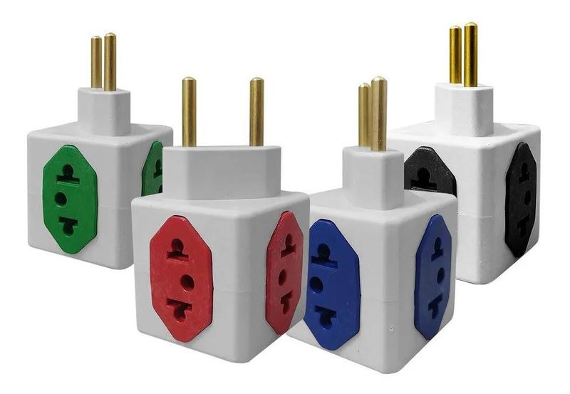 4 Adaptador Benjamin Cubo 3d 3 Entradas 110v 1 220v Universal Tomada 3 ...