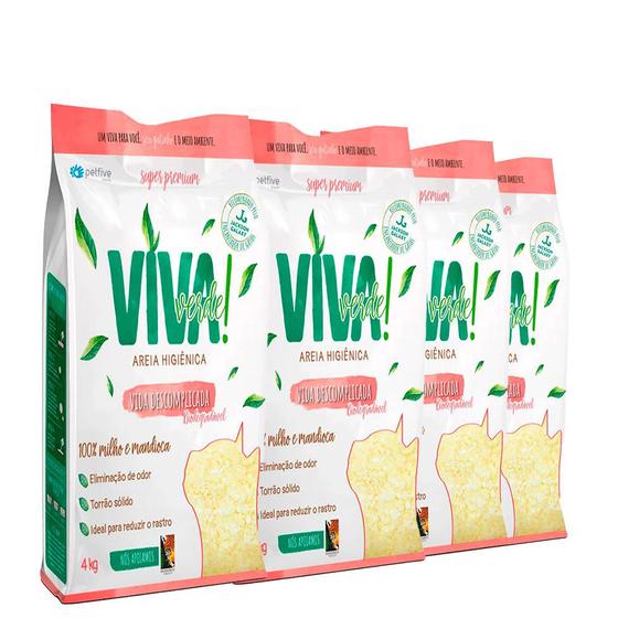 4 Areias Higienica Biodegradavel Para Gatos Petfive/Viva Verde Vida Descomplicada 4kg - Areia ...