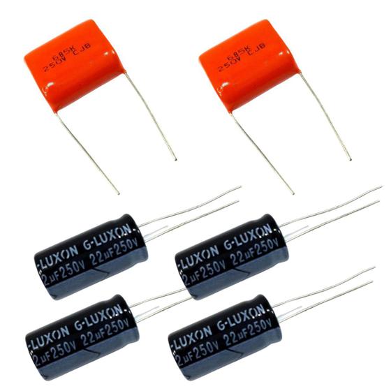 4 Capacitores Eletrolítico 22uf 250v Corneta e 2 capacitor para Super ...