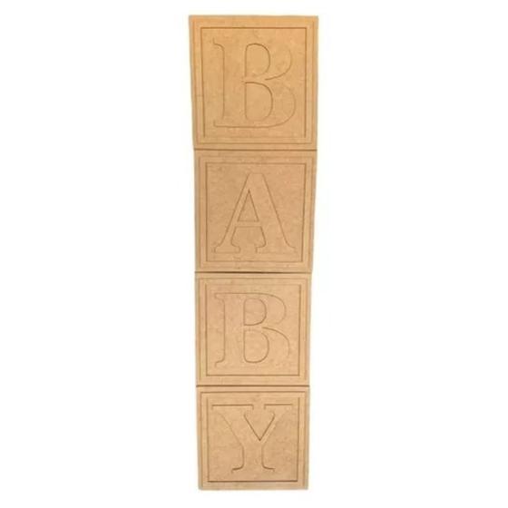 4 Cubos Baby em mdf 30x30cm cru Decoração de eventos aniversário - Ana ...