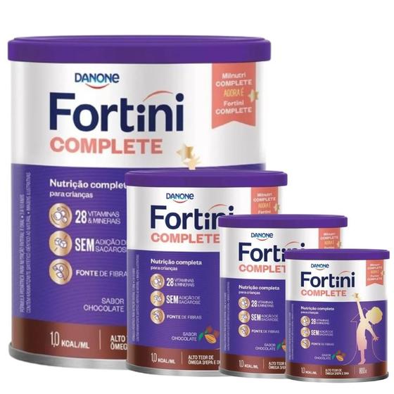 4 Latas- Fortini Complete Suplemento Infantil Em Pó Danone Chocolate ...