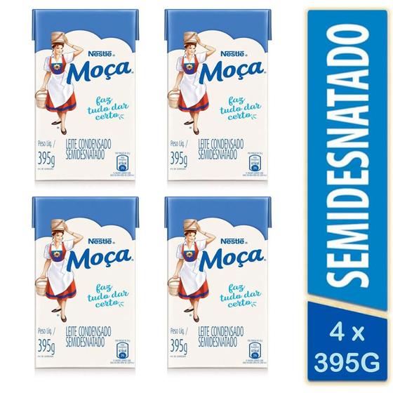 4 Leite condensado semidesnatado Nestlé Moça caixa 395g - Leite ...