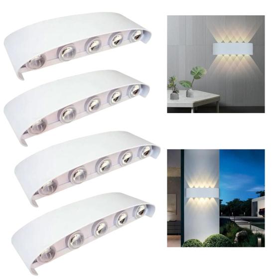 4 Luminária Arandela Meia Lua De Sobrepor Para Paredes LED 10W Bivolt IP65 Cor Da Luz Branco ...