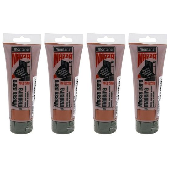 4 Massa Para Madeira Montana Mazza Cor Mogno 220g - Massa para Madeira ...