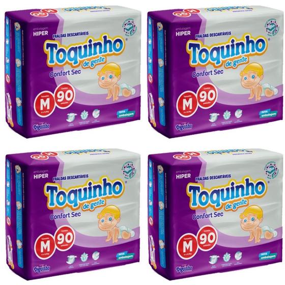 4 pacotes de Fralda Toquinho Confort Sec M c/ 360 unidades - Diguinho ...