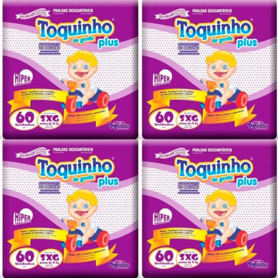 4 pacotes de Fralda Toquinho SXG c/240 unidades - Fralda Descartável ...