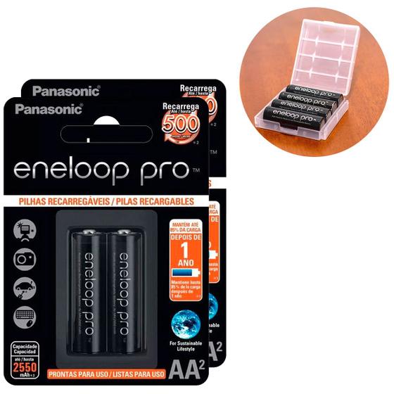 4 Pilhas Recarregáveis 2500mah Eneloop Pro COM CASE - Panasonic ...