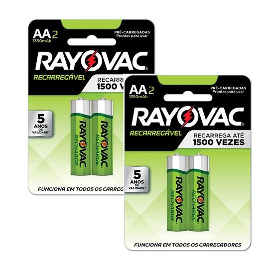 4 Pilhas Recarregável Rayovac Aa (pequena) 1350 Mah - Pilhas - Magazine ...