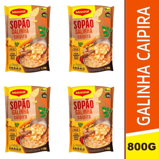 4 Sopa Instantânea Maggi Sopão Galinha Caipira Em Sachê 200G - Sopa ...