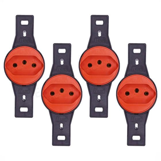 4 Tomada elétrica embutir Redonda 2P+T 10A Vermelha - Blux - Espelho / Placa de Tomada e ...