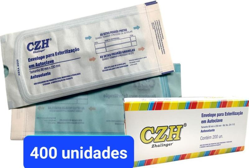 400 envelopes Auto Selante 9X23cm autoclave esterilização - PROFLEX ...