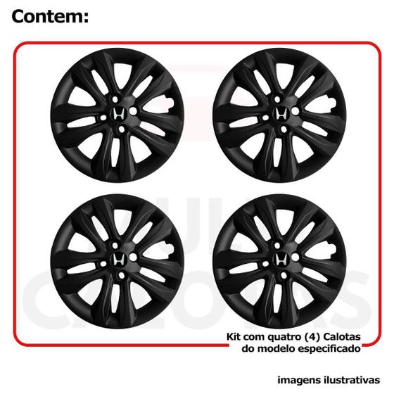 4X Calota Honda Fit City Civic Aro 15 Preto Fosco - Calota de Carro ...