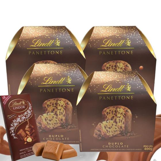 4x Panettone importado Duplo Chocolate Lindt 400g + Avelã - Panetone ...