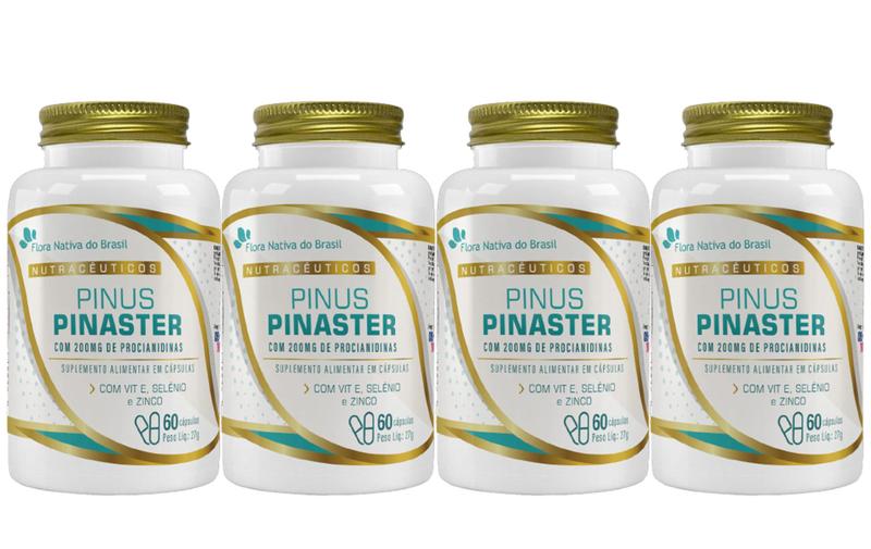 4x Pinus Pinaster Com Procianidinas 200mg + Vitamina E + Selênio ...