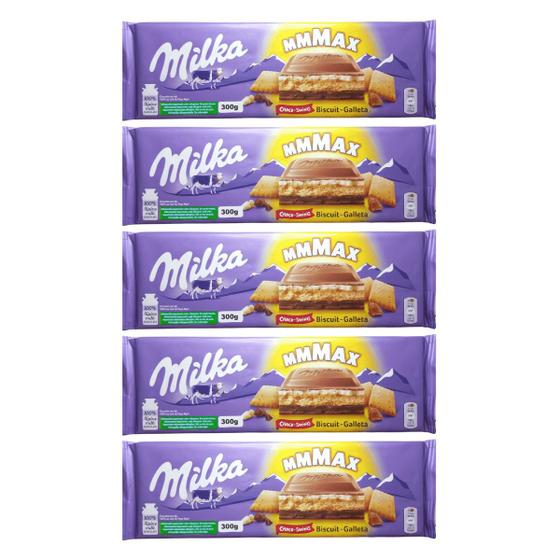 5 barras de chocolate super recheado com biscoito crocante - Milka ...