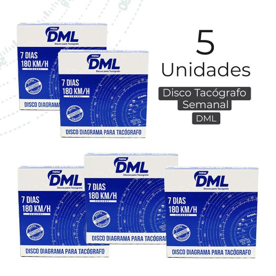 5 Caixas Disco De Tacógrafo Semanal 180 Km X 7 Dias Caminhão - DML ...