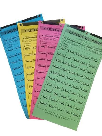 5 cartela de rifa 100 nomes com 2 sorteios e cores variadas - cartela da sorte - Rifa - Magazine ...