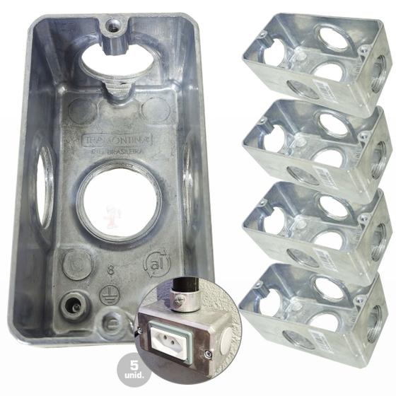 5 Condulete 3/4" Múltiplo Tipo X alumínio galvanizado Tramontina ...