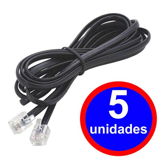 5 Fios de Telefone Fixo, Fax, Central Telefônica 1 Metro Rj11 X Rj11 ...