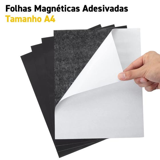 5 Folhas Imã Manta Imantada Adesivada A4 0,3mm 21x30 - Fermag - Manta ...