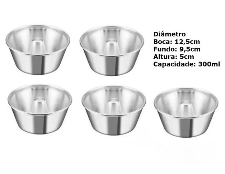5 Forminhas Mini bolo Pudim ( 12cm Boca/ 9,5cm Fundo/ 5cm Alt ...
