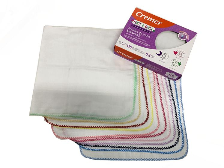 5 Fralda De Pano Pinte E Borde 70x70cm Cremer Com Croche - cremer ...