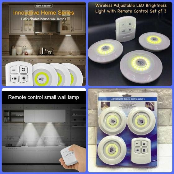 5 kit lampadas led spot com controle remoto 3 luminarias cada toque sem ...