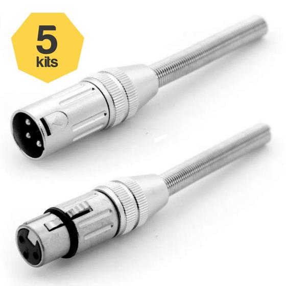 5 Kits com Plugs Canon XLR Macho e Fêmea 3 Pinos com Molas - Bear Cabos ...