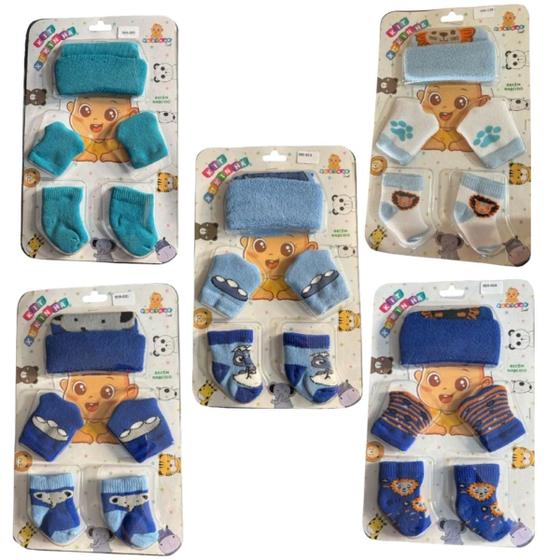 5 Kits Touca Luva e Meia Para Bebê Recém Nascido Maternidade Enxoval ...