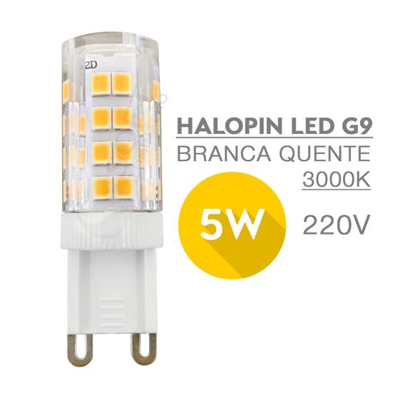 5 Lâmpadas Halopin LED G9 5W 220V Luz Branca Quente/3000K - P/Lustres Luminárias e Arandelas ...