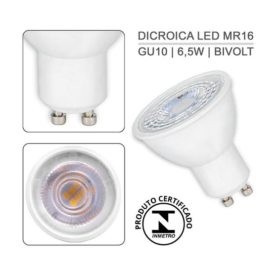 5 Lâmpadas Led Dicroica Mr16 Gu10 6 5w Bivolt Luz Branca Fria 6500k