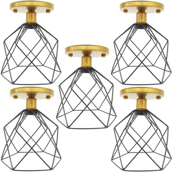 5 Lustres Teto Plafon Industrial Aramado Cálice Retrô Luminária ...