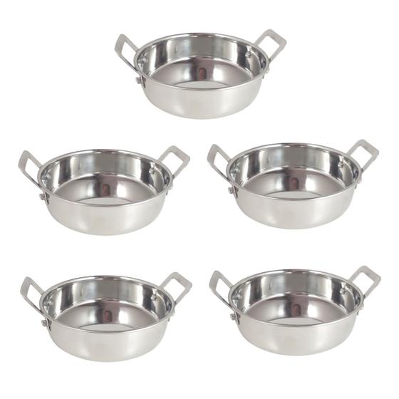 5 mini panelinha caçarola inox luxe p/ servir c/ alça m2 - Tuut - Jogo ...