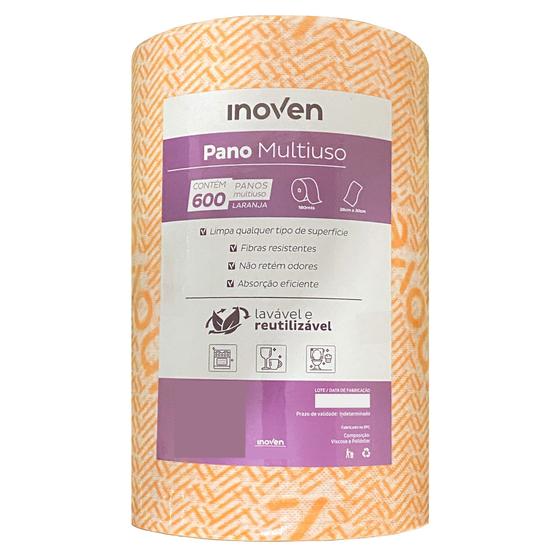 5 Pano Multiuso 28x30cm 180m Laranja Rolo 600 Panos Bobina Reutilizável ...