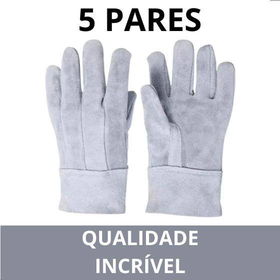 5 pares Luva de raspa Concertina cano curto de segurança epi resistente ...