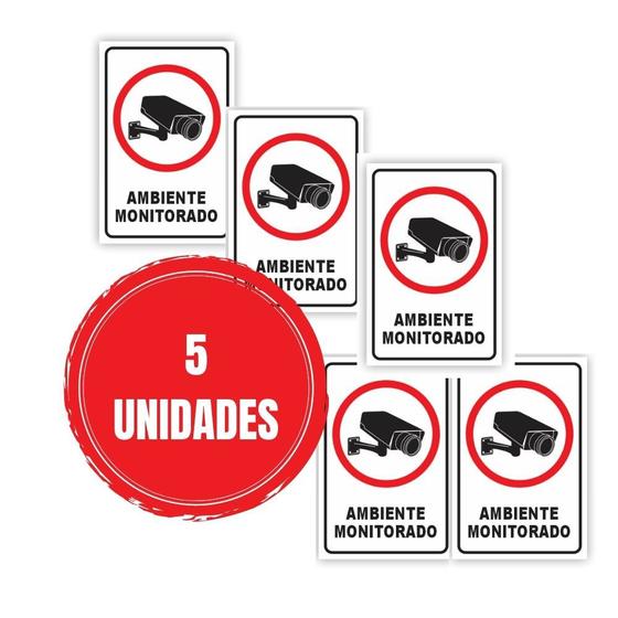5 Placas Camera Ambiente Monitorado Interna Externa 10x15 Cm ...