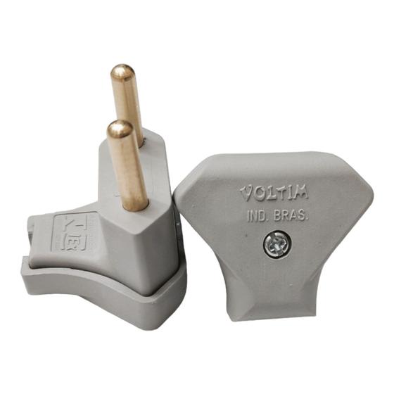 5 Plugue Macho Triangular 90 2P 20A Cinza Com Saida Lateral - Voltim ...