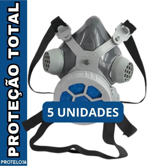 5 Un Mascara Respirador 1/4 Facial 1F PFF2 Vapores Poeiras Nevoas Fumos ...