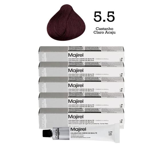 5 Unidades Coloração 5.5 Castanho Claro Acaju Majirel L'Oréal - L'Oréal ...