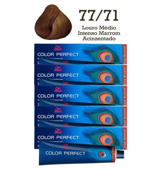 5 Unidades Coloração Color Perfect 77/71 Louro Médio Intenso Marrom ...