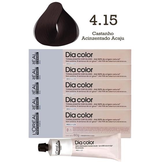 5 Unidades Tonalizante 4.15 Castanho Acinzentado Acaju Dia Color L ...