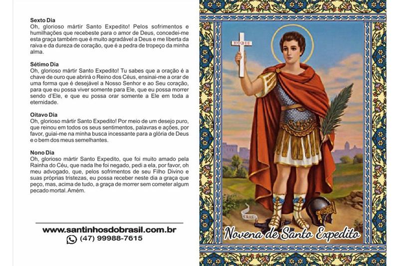 500 Novena Santo Expedito - 10x14 cm - Santinhos do Brasil - Terço ...