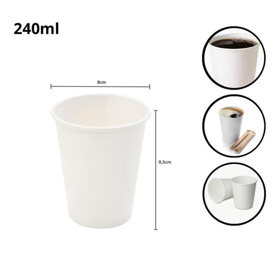50un Copo Papel Biodegradável Térmico Água Café 240ml Branco - Vabene ...