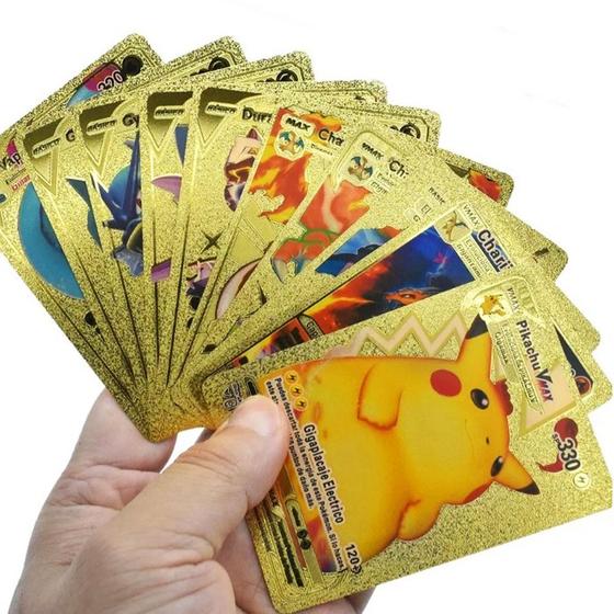 55 Cartas de Pokemon Gold Deck de Ouro Cards Dourada Vmax Gx - Deck de ...