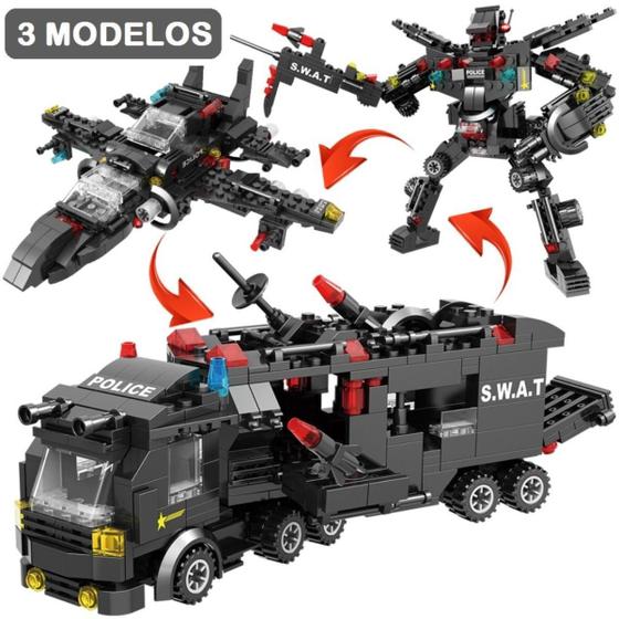 550 Peças Blocos Montar Polícia / Swat, Mega Caminhão, Mega - B ...