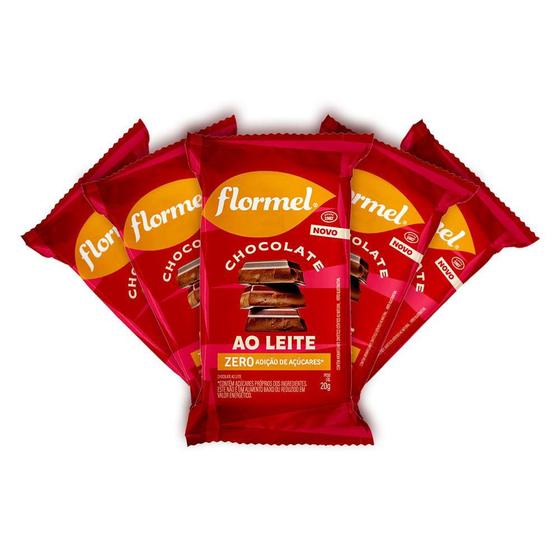 5x Barras de Chocolate ao Leite 20G Flormel-Zero Açúcar - Chocolate ...