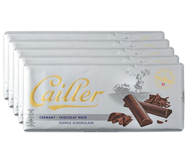 5x Chocolate Suiço Amargo Cailler (Cremant Noir) 100g - Chocolate ...
